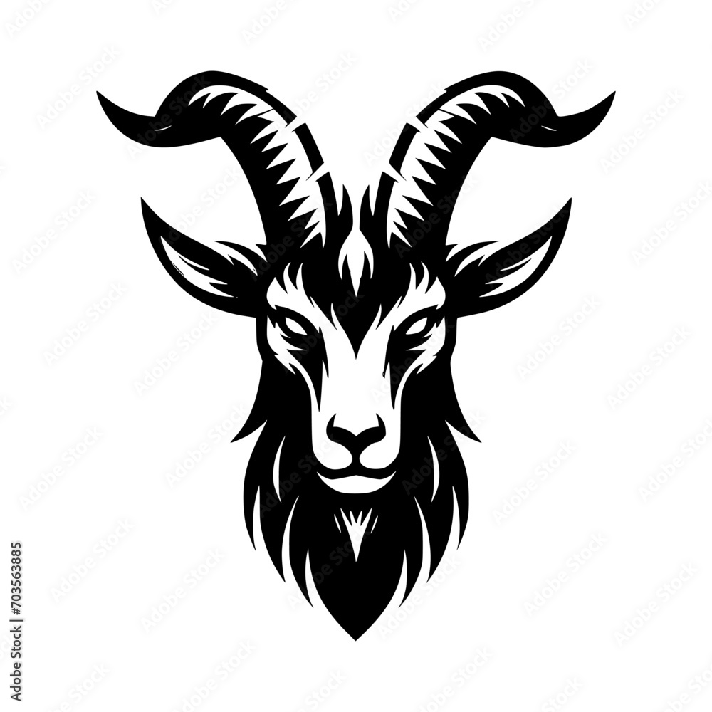 Vector logo of an evil skeleton. black and white logo of a scary goat ...