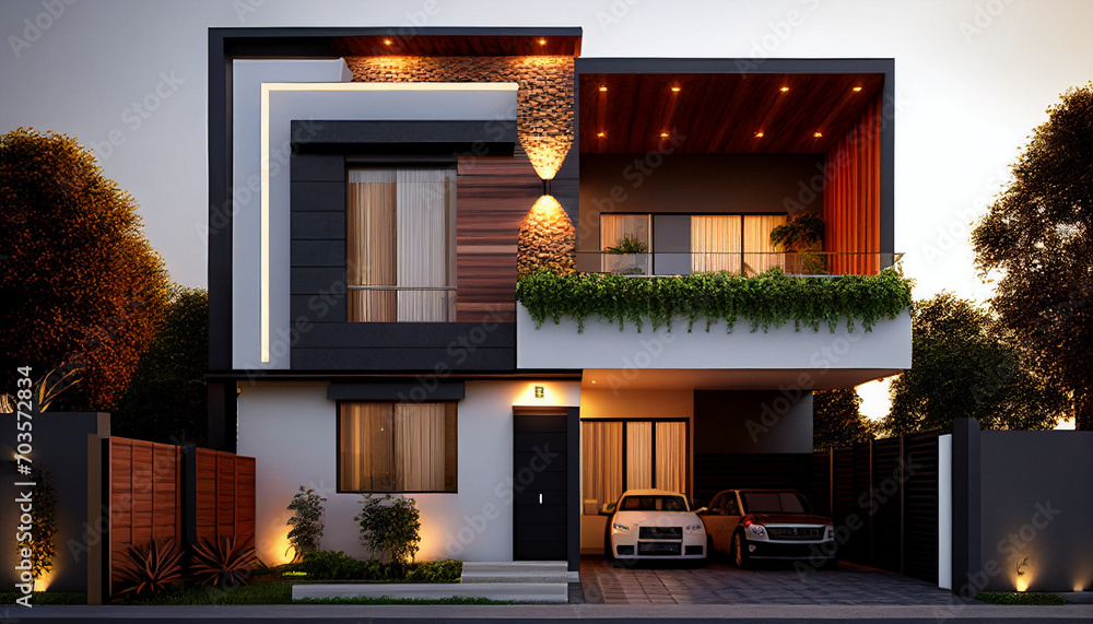 Modern Smart brilliant style smart Duplex Home Exterior design Ai ...