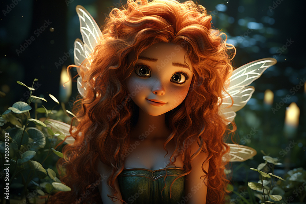 Cute happy funny pretty beautiful fairy character animated, cartoon ...