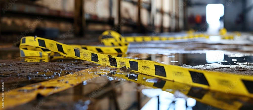 Chemical spill barrier tape for area closure and cleanup procedures ...