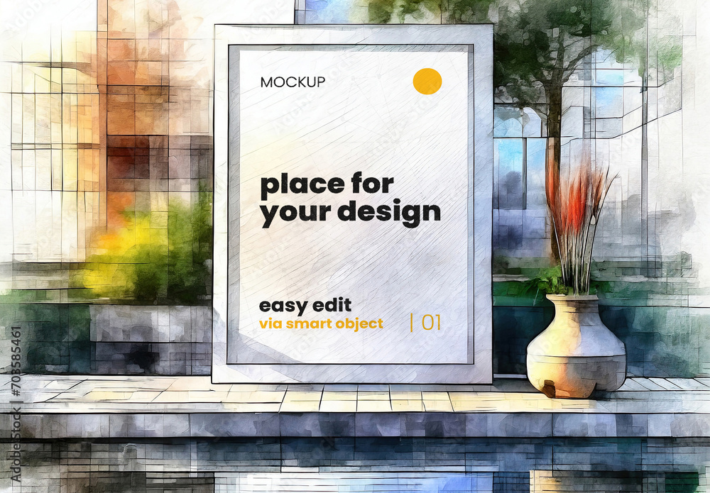 Paint Art Drawing Poster Mockup 28 Stock Template | Adobe Stock