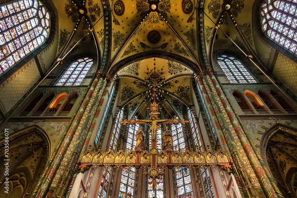 Interior of Roman Catholic Willibrord Church constructed between 1875 ...