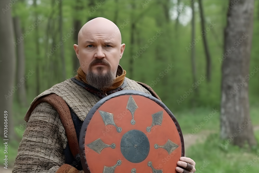 Viking or Anglo-Saxon warrior. Neural network AI generated art Stock ...