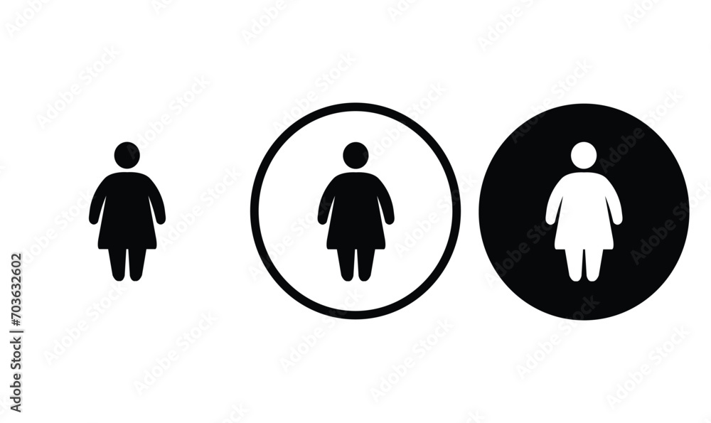 icon fat women black outline for web site design and mobile dark mode ...