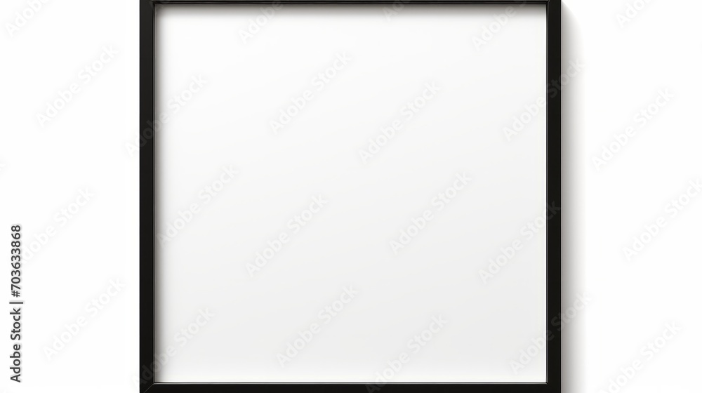 Black square picture frame hanging on a transparent background isolated ...