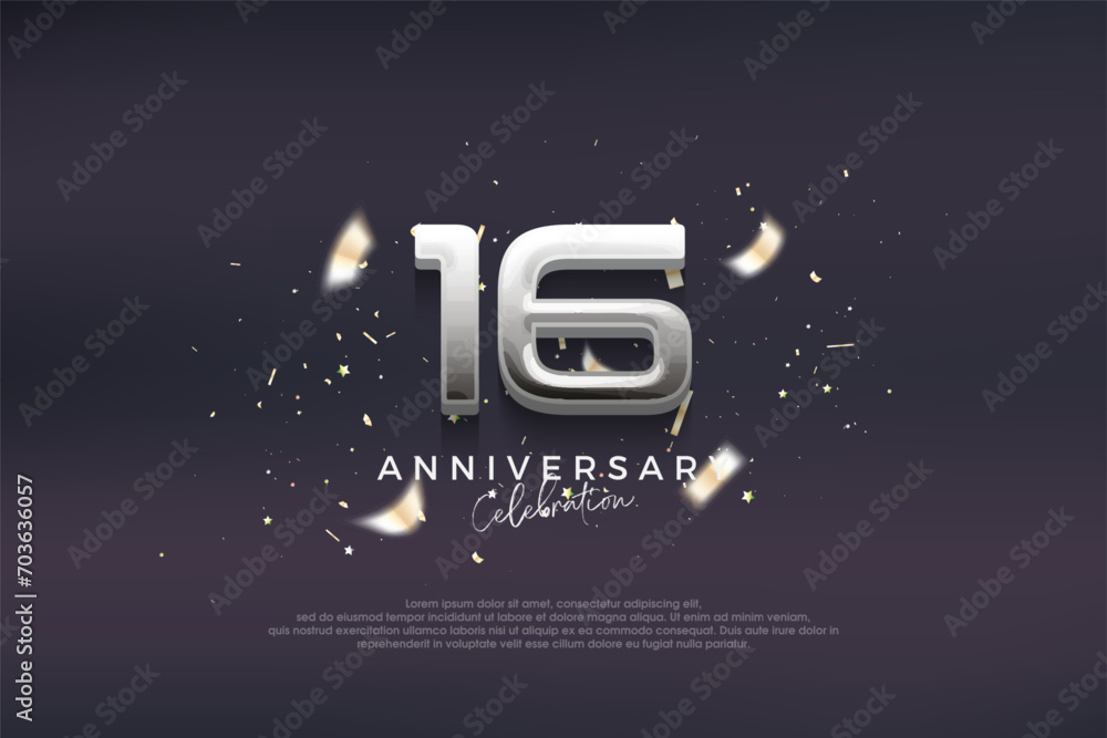 Modern and elegant 16th anniversary celebration design. with modern ...
