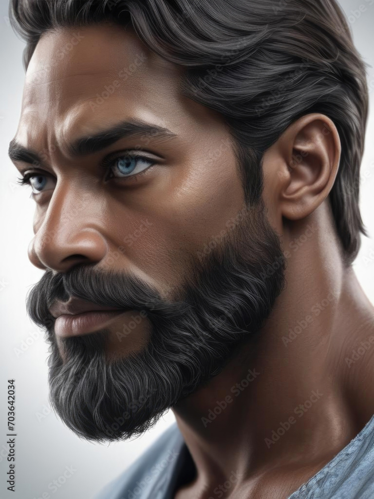 Classic Realism Portrait of Tall, Robust Black-Hispanic Actor with ...