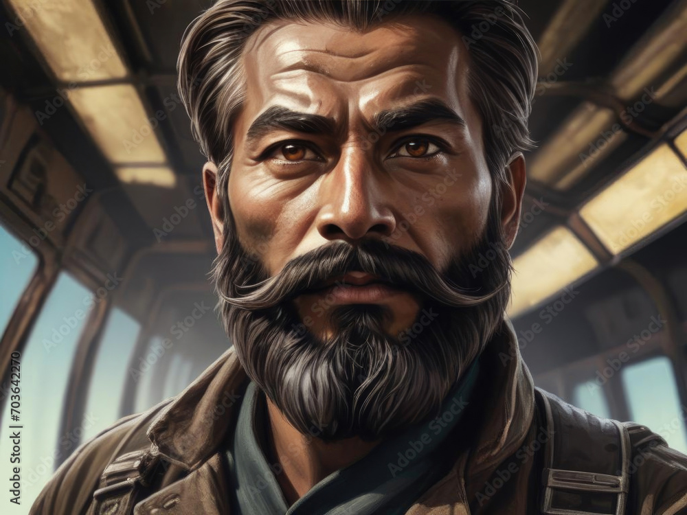 Retro Noir Pilot - Below-average height Central Asian man with a ...