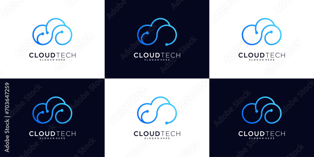 Cloud digital technology logo design template Stock Vector | Adobe Stock