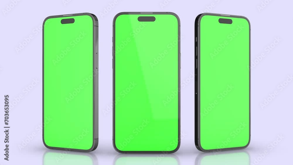 iPhone with blank green screen, isolated on white background. HD ...