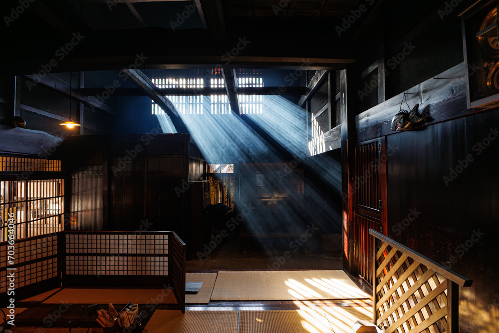 light shining through the window in the waki-honjin, Tsumago-juku ...