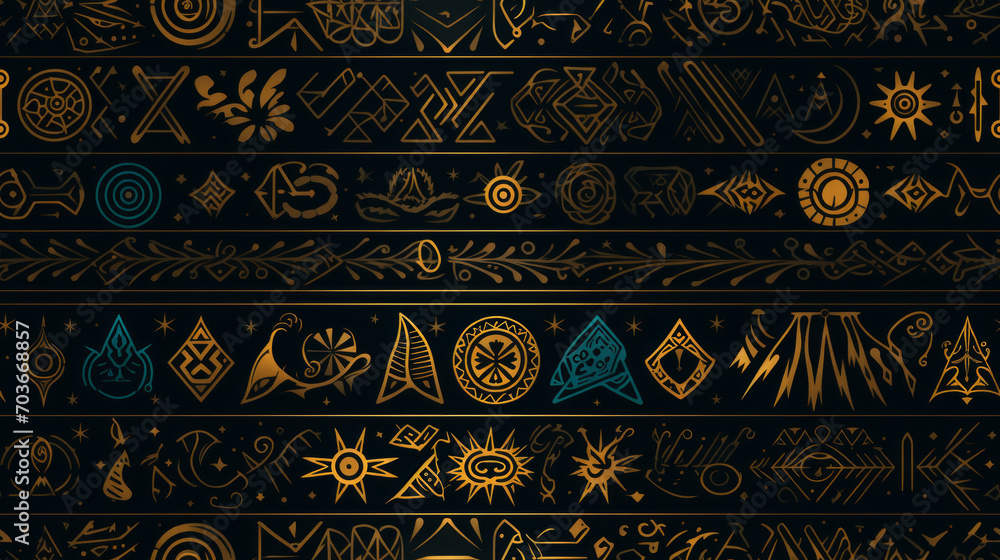 Seamless pattern illustration background featuring mystical runes and ...