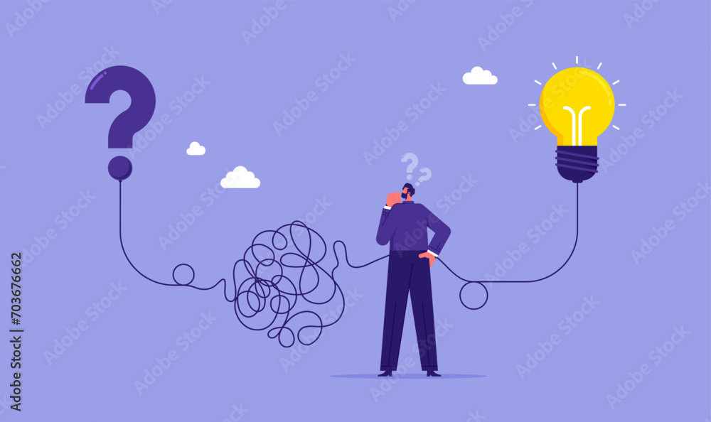 Problem solving skill, answer to hard question or creativity idea and ...