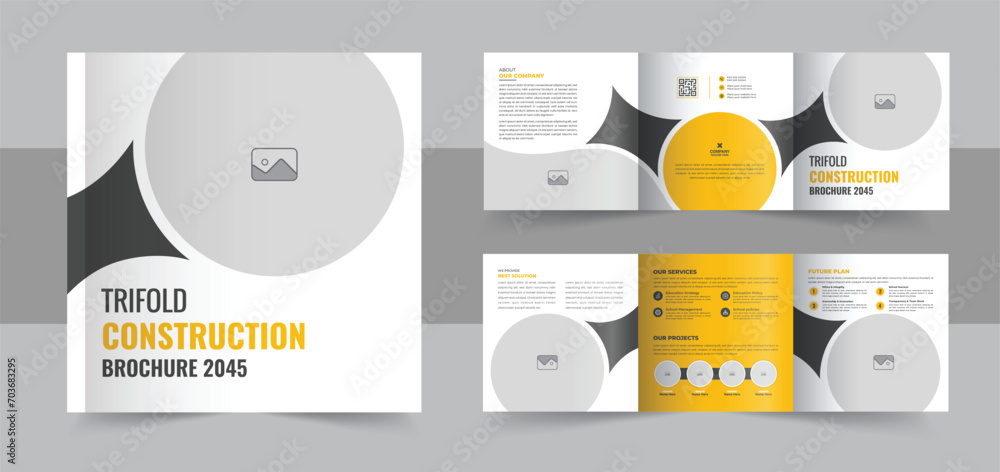 Modern construction company brochure design layout vector, page square ...