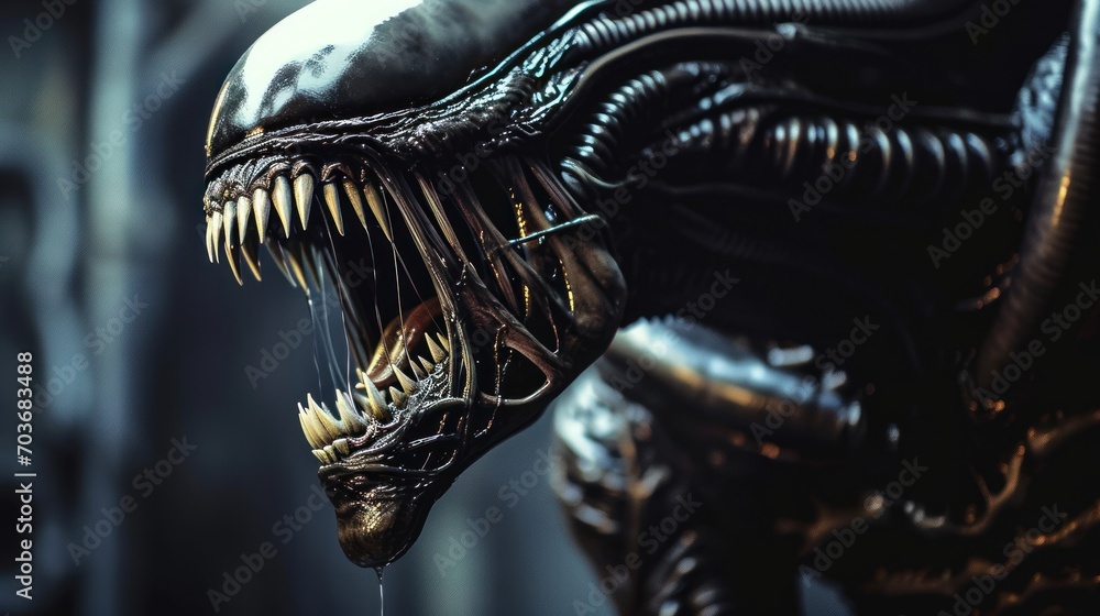a close up of an alien creature with its mouth open and mouth wide open ...