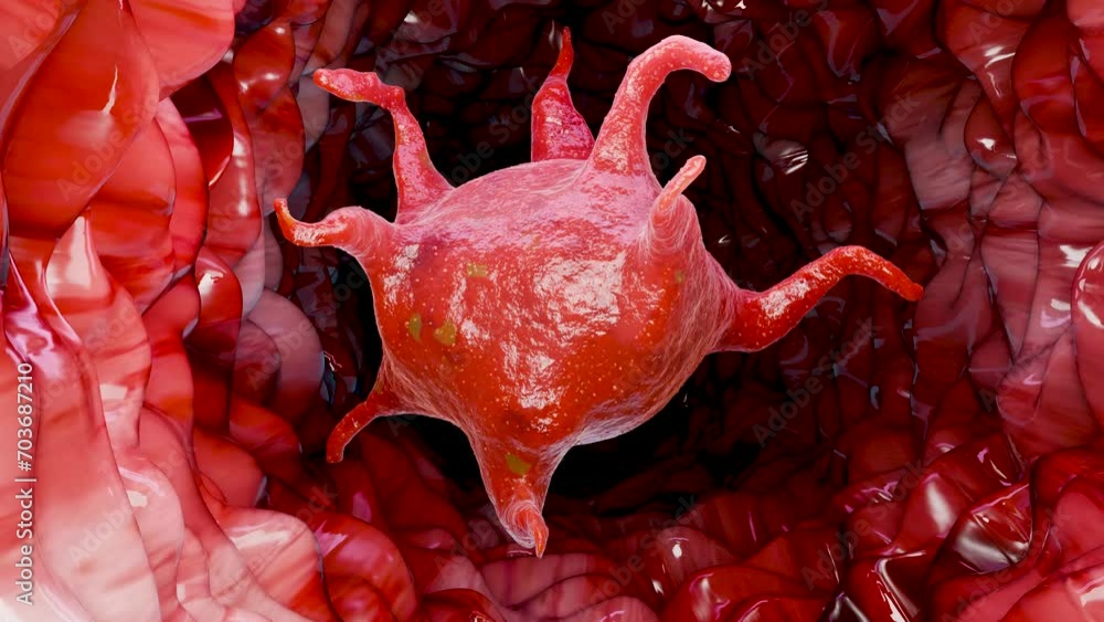 Vidéo Stock Platelets anatomy, blood cell, thrombocytes in blood vessel ...