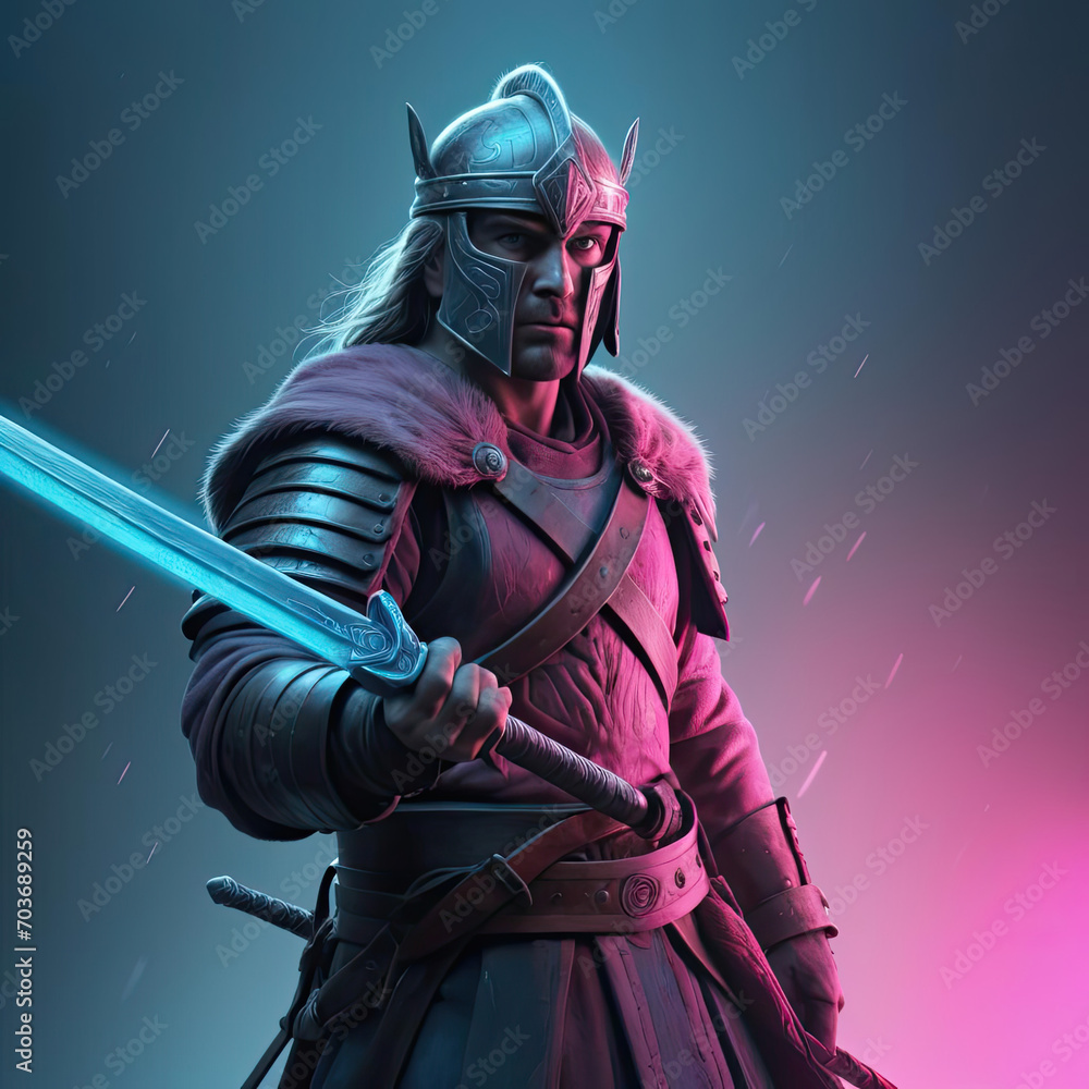 Epic Anglo-Saxon Warrior - A dynamic and striking wide-angle close-up ...