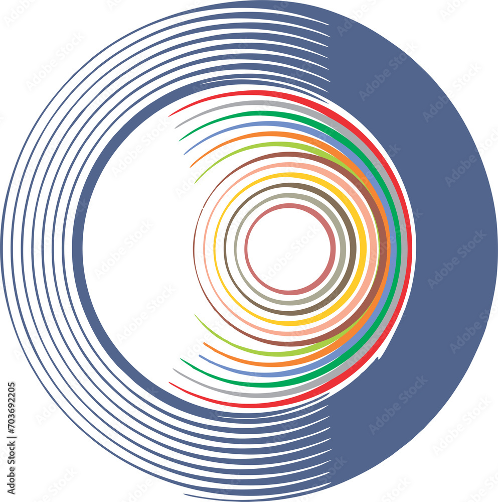 Abstract 3D Spiral ling Funnel, Concentric Circles object with ...