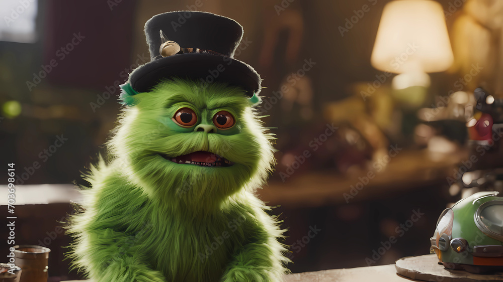 CGI character monster with a hat. Highly detailed. Scary but charming ...