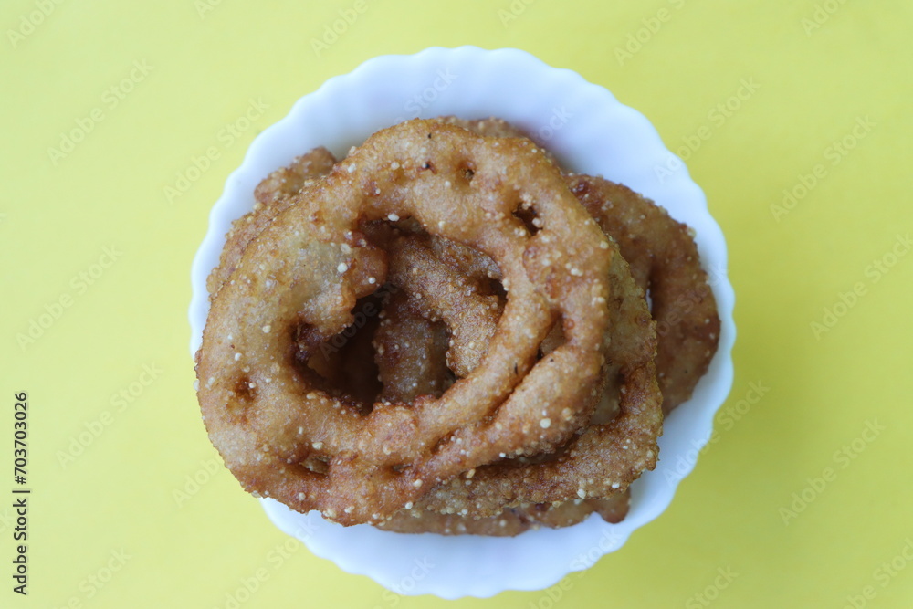 Sel roti, ring shaped rice sweet bread, popular food in nepal, sikkim ...