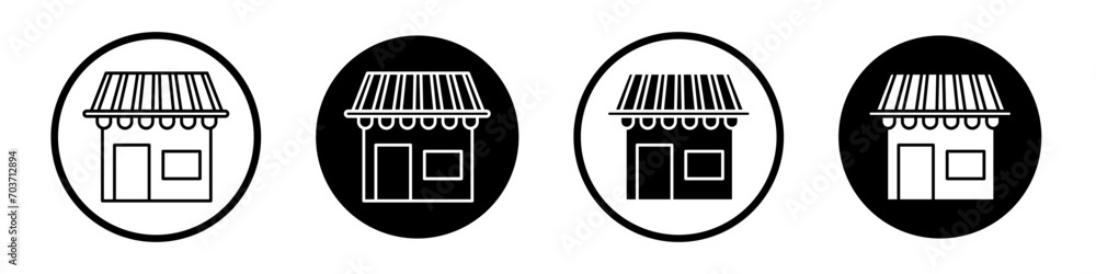 Marketplace icon set. Market Shop and store vector symbol in a black ...