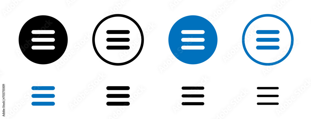 Menu line icon set. Web menu button symbol in black and blue color. Stock Vector | Adobe Stock