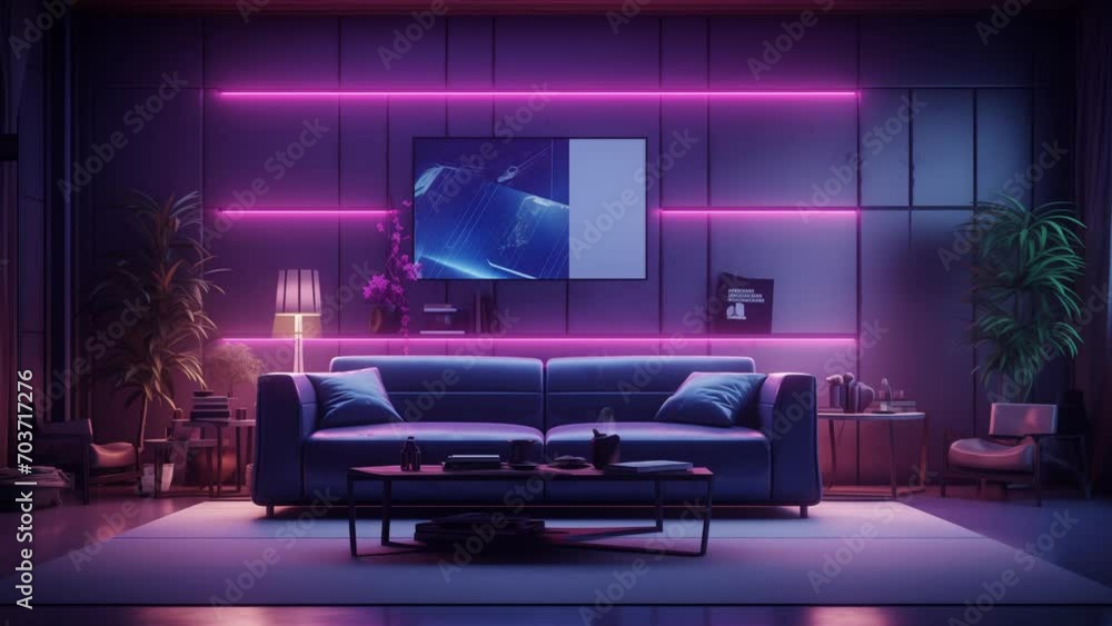 modern living room with purple sofa, animated virtual backgrounds ...
