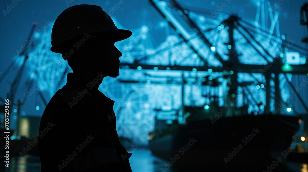 marine engineer with ship designs and marine engineering projects Stock ...