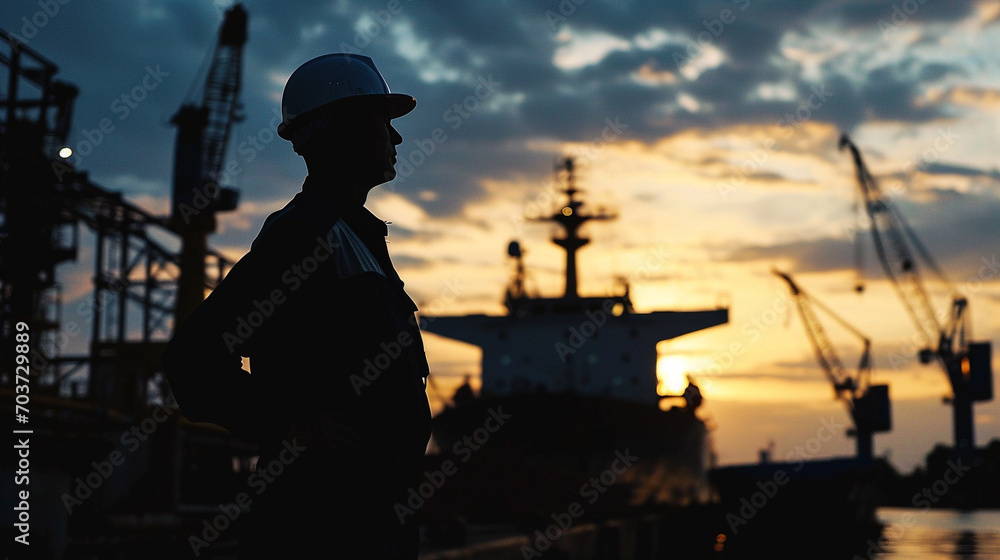 marine engineer with ship designs and marine engineering projects Stock ...