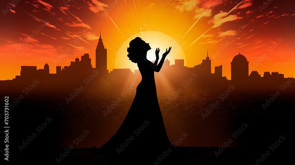 Opera singer with opera houses and dramatic vocal performances Stock ...