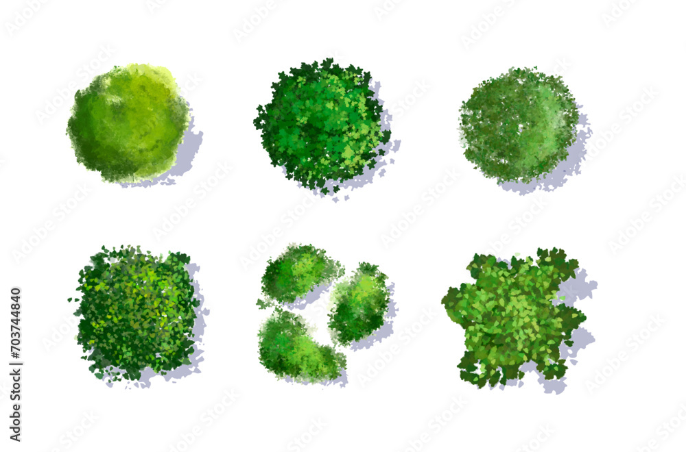 Vector tree top view isolated on white background for landscape plan ...