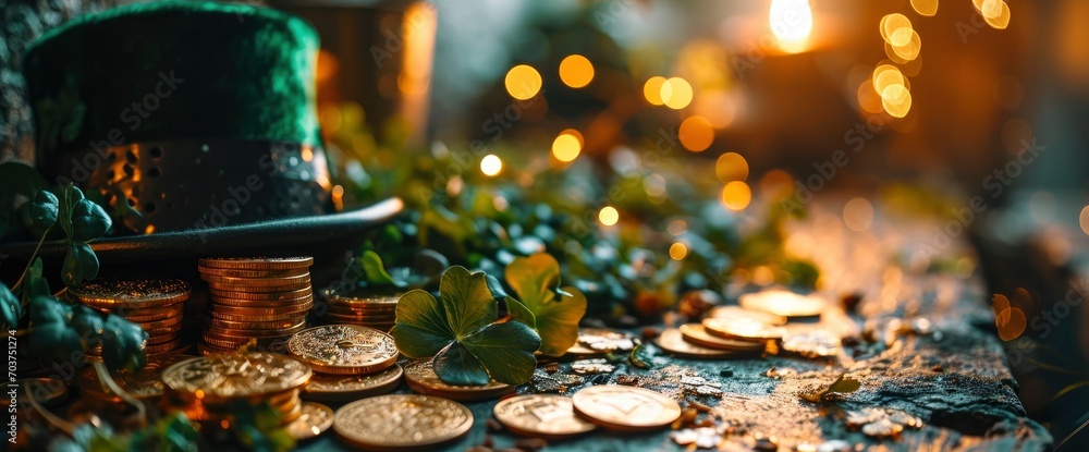 Saint Patricks Gold Coins Green Hat, HD, Background Wallpaper, Desktop ...