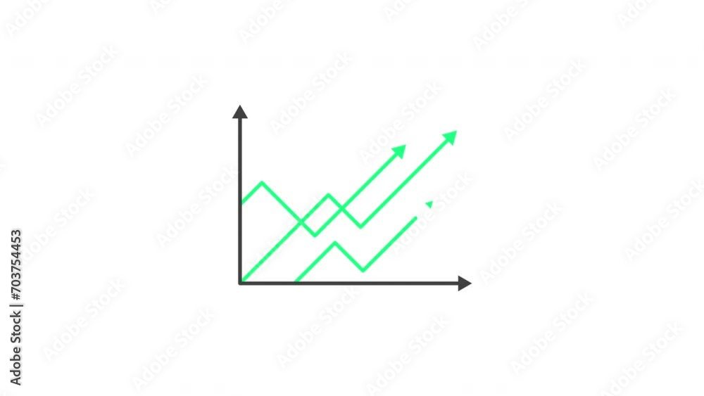 Animated green arrow graphic growth on a white background.. Grow graph ...