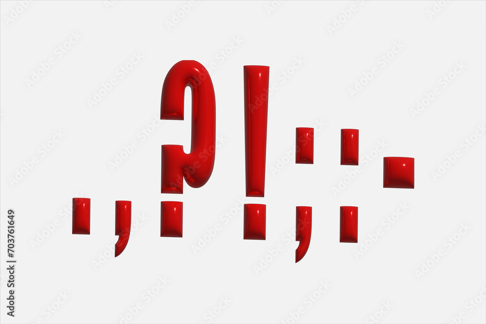Punctuation marks in the form of inflated red, glossy, balloons. Stock ...