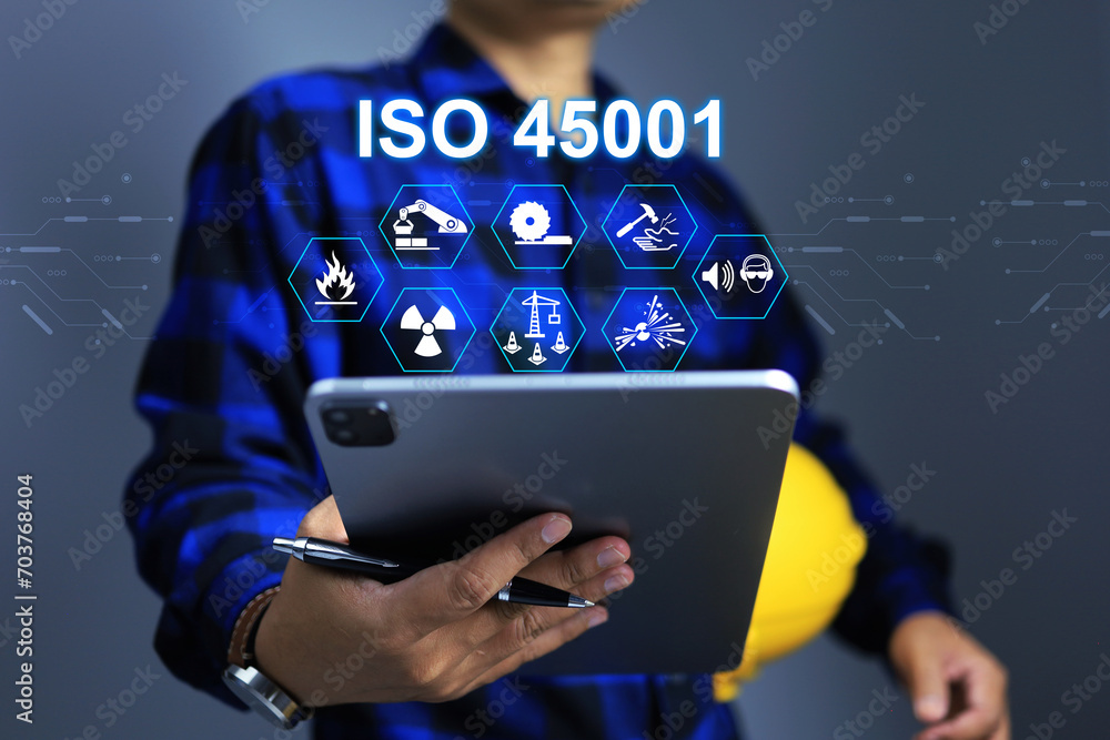 iso 45001 concept is workplace safety standard health and safety of ...