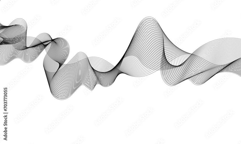 Abstract wavy grey technology lines on transparent background. Abstract ...