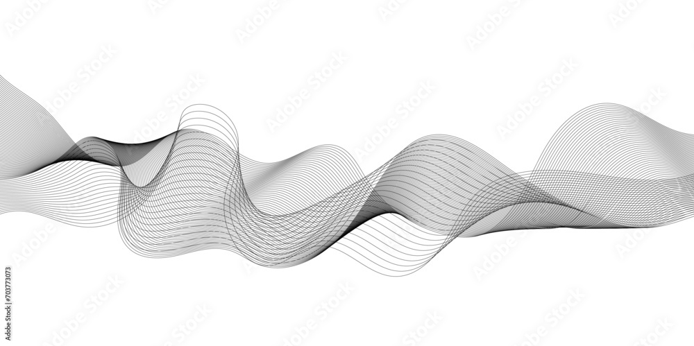 Abstract wavy grey technology lines on transparent background. Abstract ...