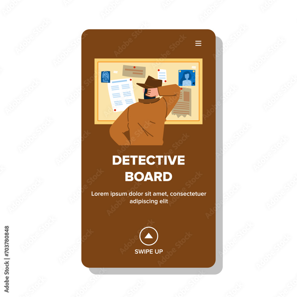 criminal detective board vector. office police, map scene, pin cork ...