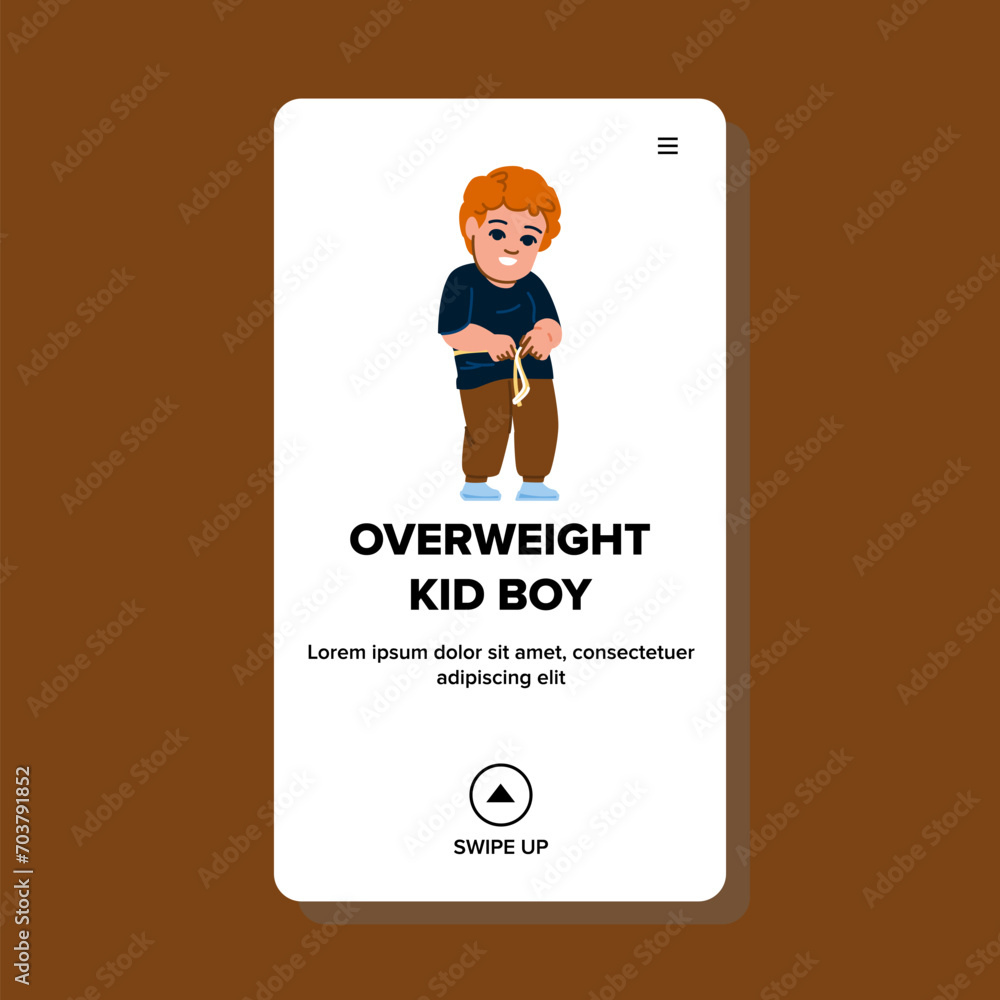 child overweight kid boy vector. fat obese, weight belly, school chubby ...