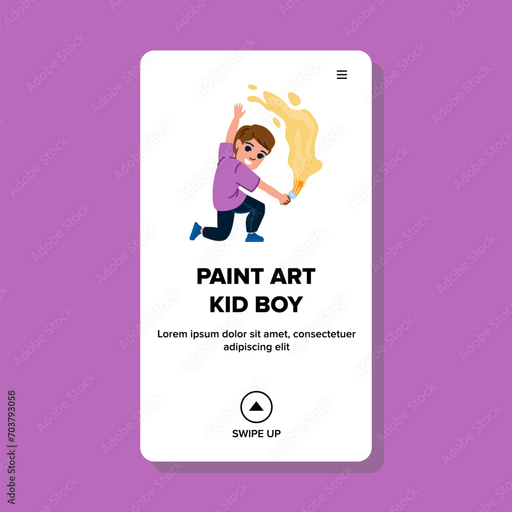child paint art kid boy vector. school creative, preschool education ...