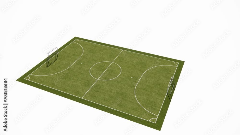 visualization of a mini soccer, mini football, futsal court with green ...