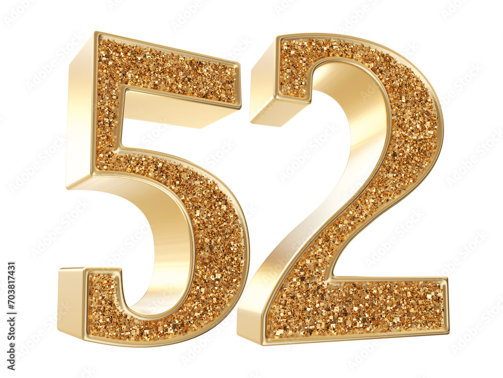 Gold 3d Number 52 luxury render Stock Illustration | Adobe Stock