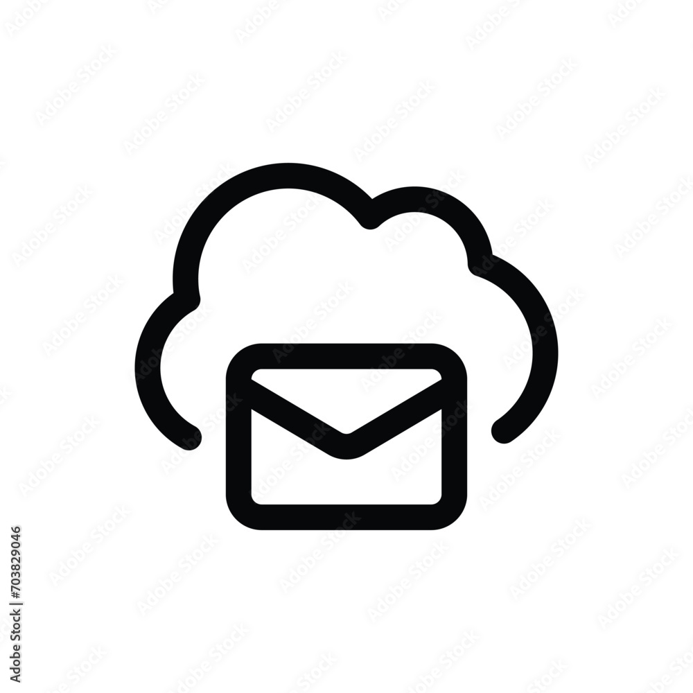 Cloud Email icon in trendy outline style isolated on white background ...