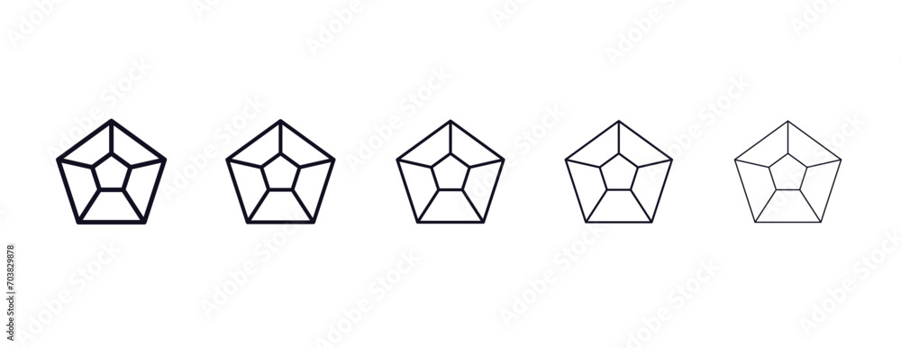 pentagonal chart outline icon. Black, bold, regular, thin, light icon ...