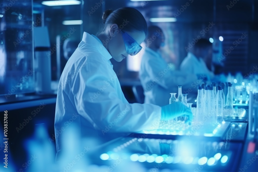 Woman specialist scientist lab laboratory worker chemistry biology guy ...