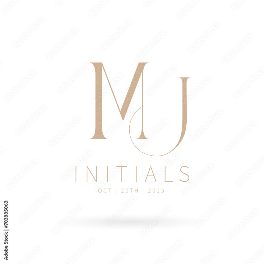 MJ Monogram logo, Minimalist Typographic Line Monogram Logo, MJ Wedding ...