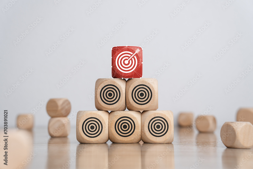 Business strategy concepts and action plans are planned by targeting marketing, goals, success ...