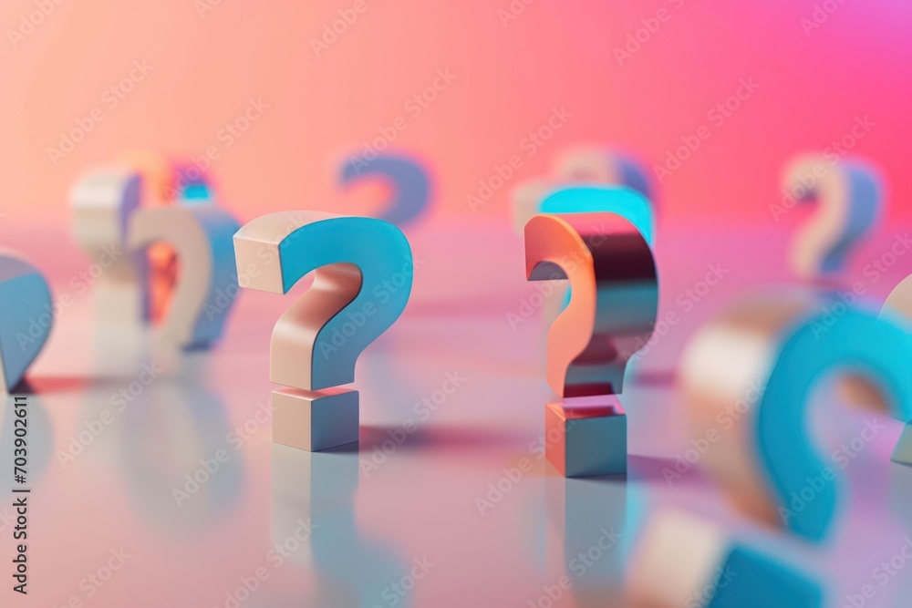 Stylized question marks on a gradient background, representing thought ...