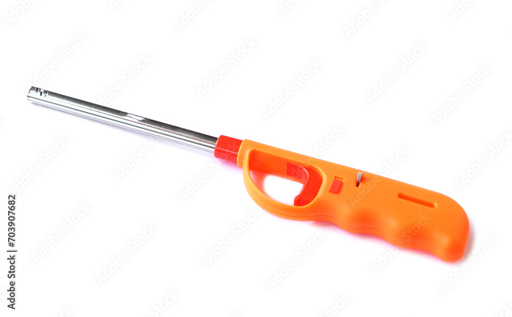 Gas lighter gun isolated on white background. Concept, equipment in ...