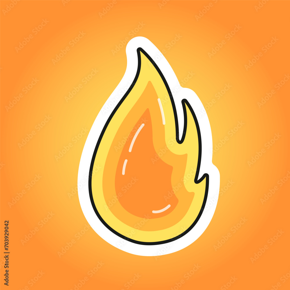 Cartoon flame sticker. Cute flame vector illustration. Stock Vector ...